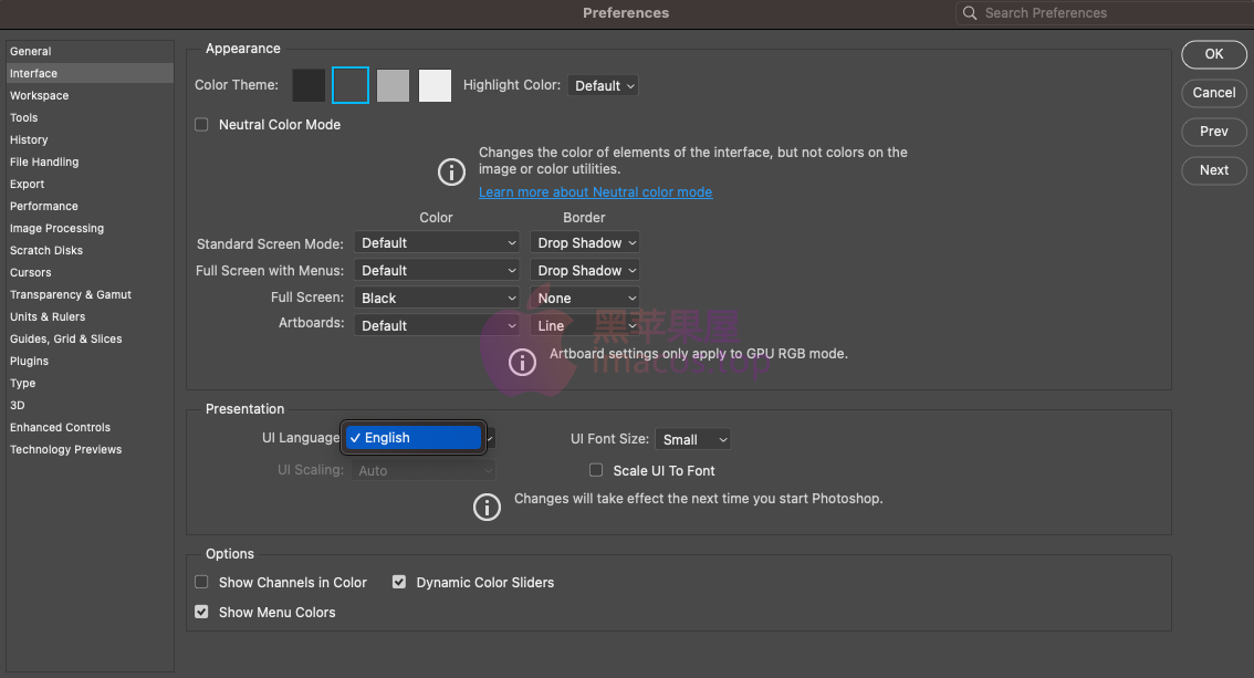 Adobe Photoshop 2023 for Mac 系统中文语言设置方式,无中文语言选择项解决办法,PS2023英文版如何设置成中文版 ...
